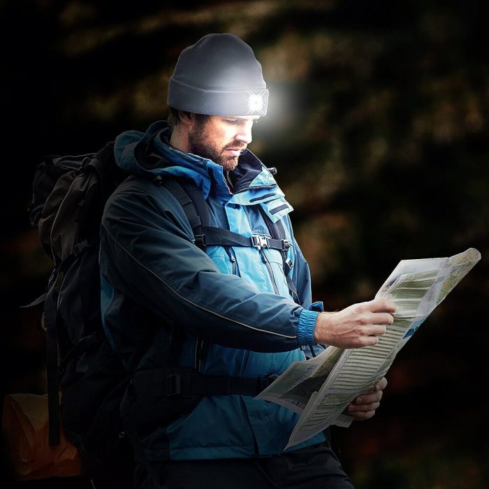LED Headlamp Beanie | Head Torch | 250 Lumen | Hat | Unique Gift Ideas